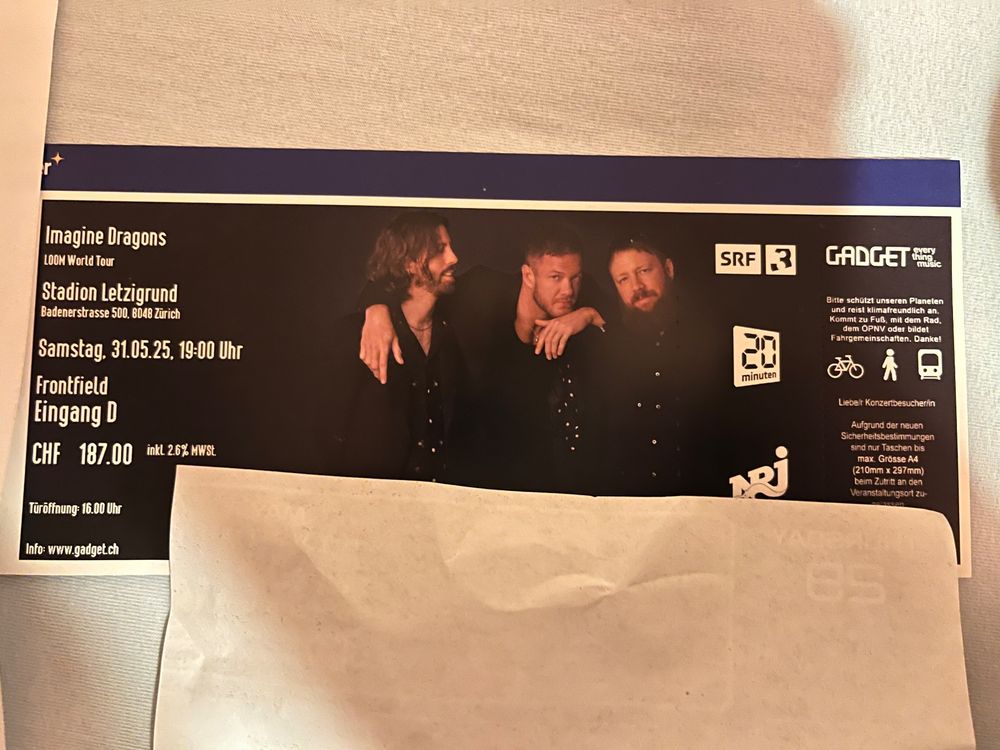 Frontfield Ticket Imagine Dragons 31.5.2025 (Neu (gemäss Beschreibung ...