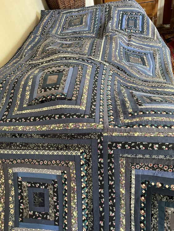 Patchworkdecke blau, handgemacht, Quilt | Kaufen auf Ricardo