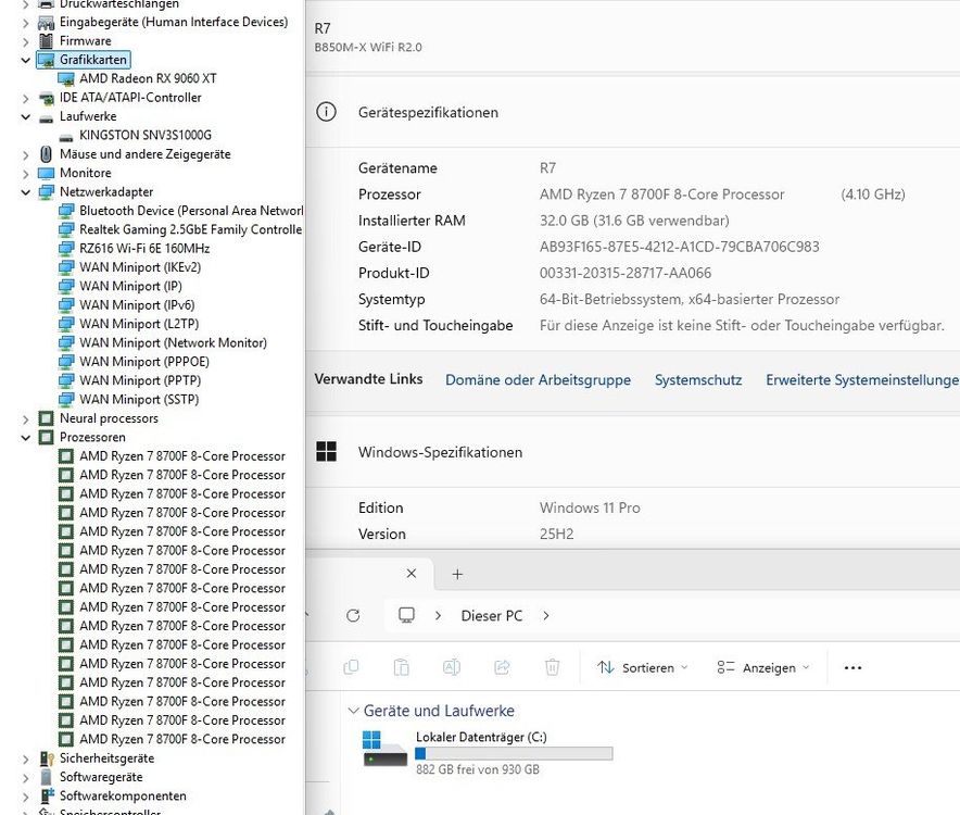 White RGB Ryzen 7 PC RX 9060 XT 16 32 GB 1 TB NVME - Neu (Neu und ...