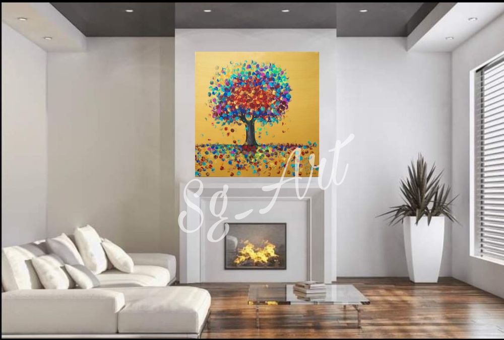 Acrylbild bunter Baum Gold Unikat Natur (Neu und originalverpackt) in Rheinau für CHF 120 – mit ...