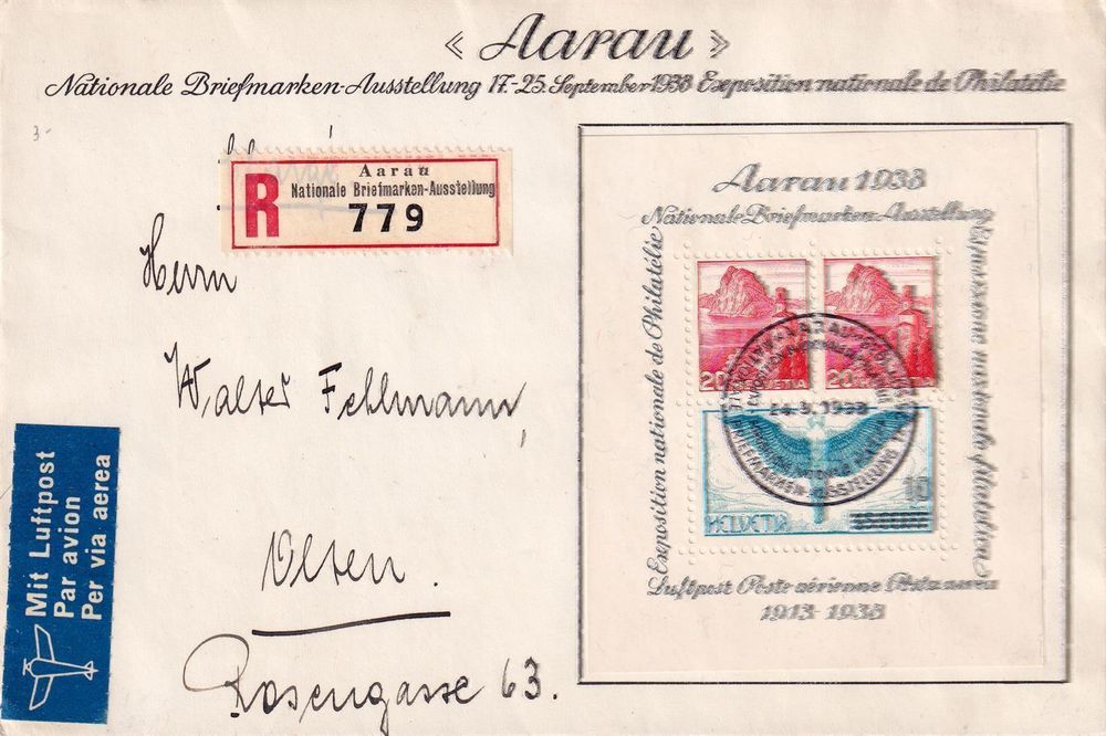 W11, auf R-Flugbrief + 1x mit ET-Stpl. (Gebraucht) in Wenslingen für CHF 22 – mit Lieferung auf ...