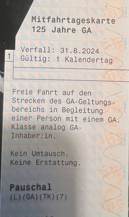 Mitfahrtageskarte GA Tageskarte SBB (Neu (gemäss Beschreibung)) in ...