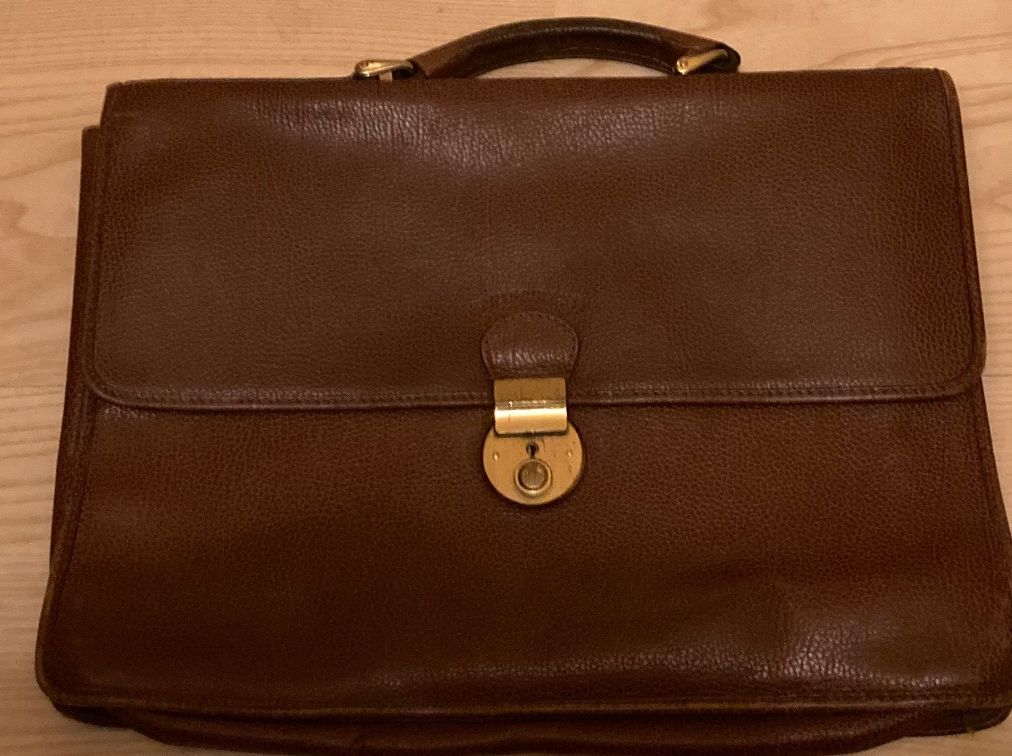 Serviette / mallette en cuir vintage Éric Pourchet – brun (D'occasion ...