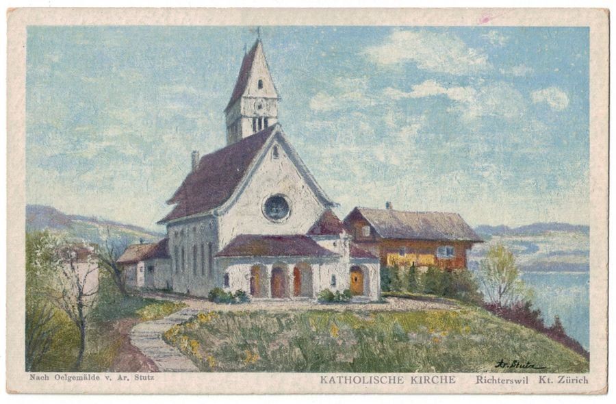 Richterswil, Katholische Kirche, Künstlerkarte Ar. Stutz (Gebraucht) in ...