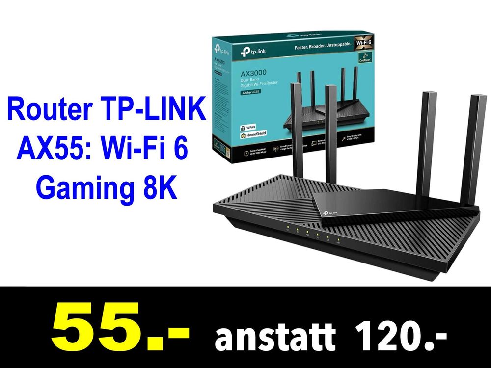 🔴 Router TP-LINK Archer AX55: Wi-Fi 6 - Gaming 8K /576z (Neu und ...
