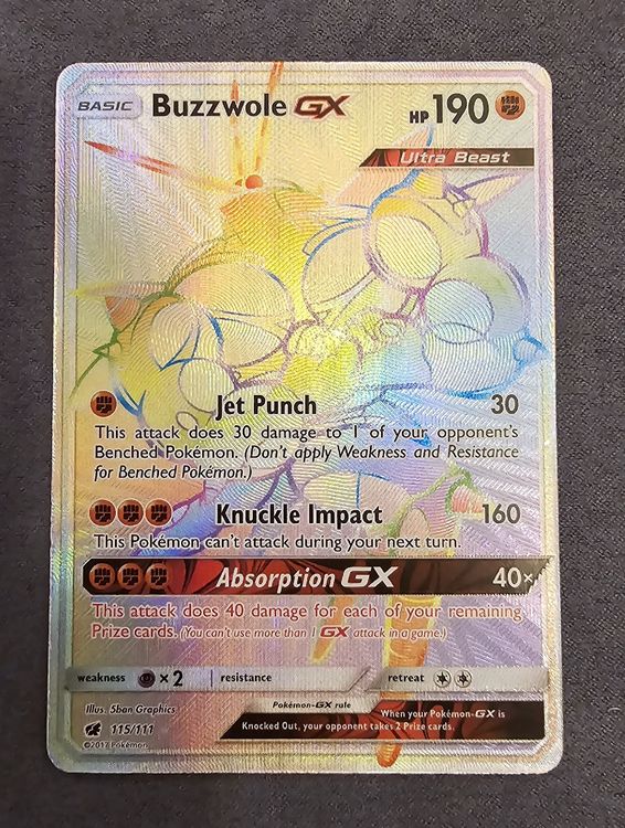 Buzzwole GX 115/111 Ultra Rare Pokemon Carte (Neu (gemäss Beschreibung ...