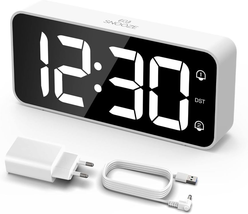 LED Wecker, Digital Uhr inkl. USB Netzteil & Kabel, 2 Alarme (Neu und ...
