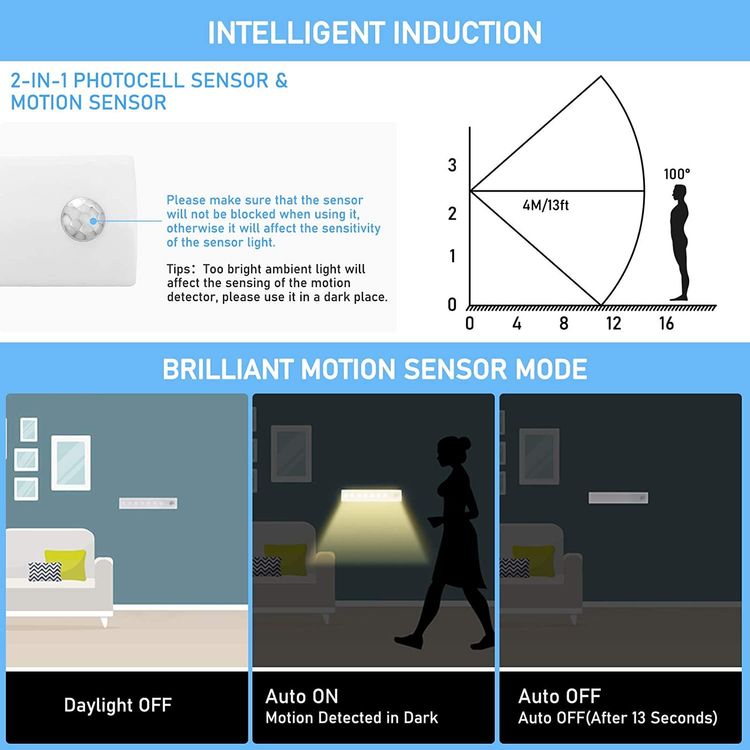 3x LED Sensor Licht mit Bewegungsmelder Schranklicht Magnet (Neu und originalverpackt) in ...