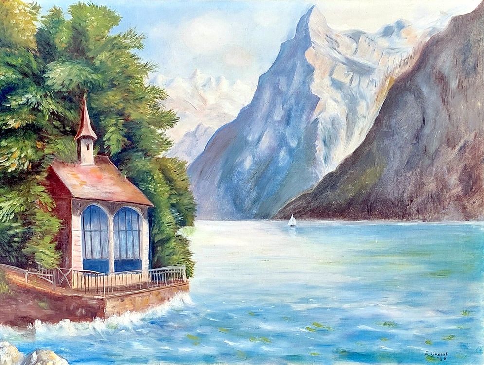 E. Guénat - tableau - chapelle lac des 4 cantons (1948) (Gebraucht) in ...