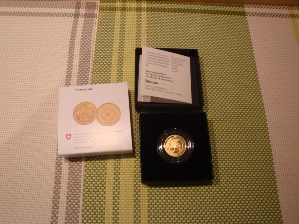 Swissmint Timemachine 25 Franken Goldmünze (Neu und originalverpackt ...
