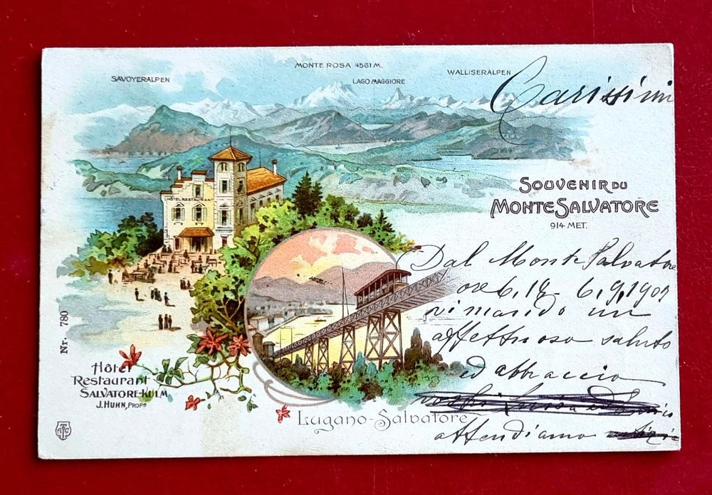 Lugano - Monte Salvatore - Hotel - Funicolare - Litho 1903 | Kaufen auf ...