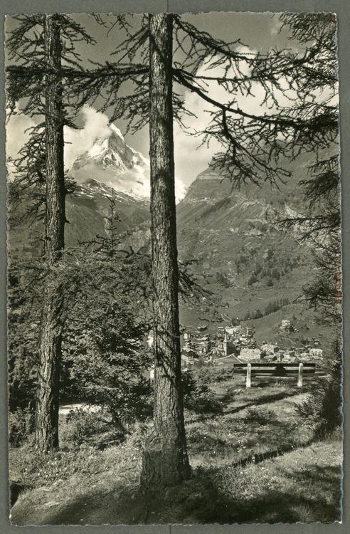AK sw Zermatt VS mit Matterhorn ≈ 1951 (Gebraucht) in Basel für CHF 1.8 – mit Lieferung auf ...
