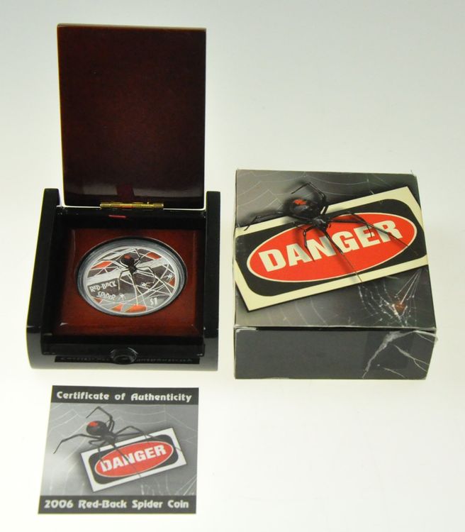 2006 Tuvalu Red-Back Spider 1 oz Silver Coloured Proof Coin | Kaufen ...