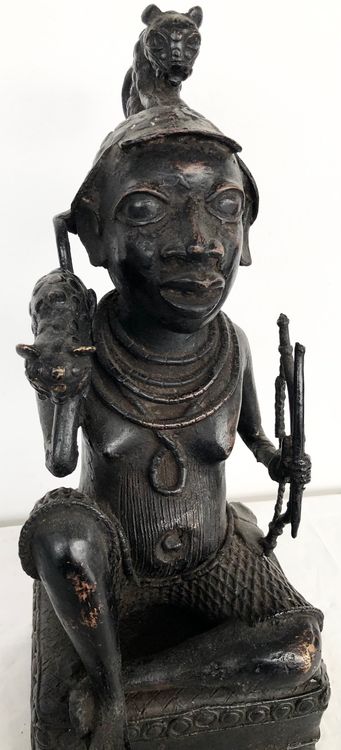 XXL wunderschöner alter Benin Bronze Krieger H 41 cm Kg 5 (Gebraucht ...