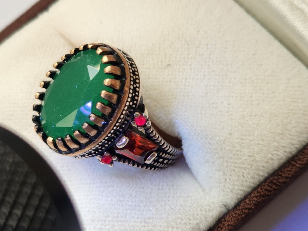 Vintage Ring mit grünem Stein, 925er Silber, Grösse 59 (Gebraucht) in ...