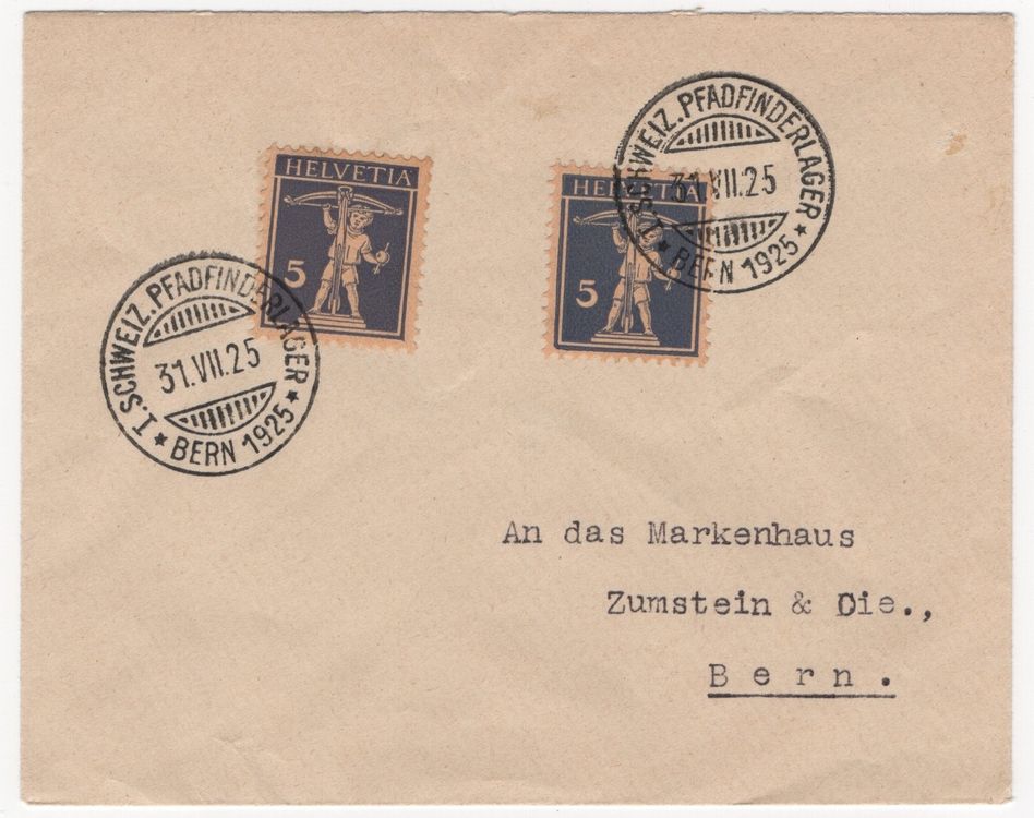 I. SCHWEIZ. PFADFINDERLAGER BERN 1925 - SS auf kleinem Brief (Gebraucht) in Eglisau für CHF 35 ...