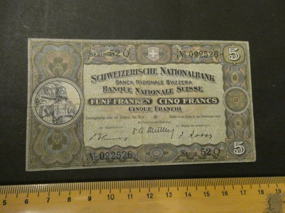 Schweiz 1951, 5 Franken (Gebraucht) in Hinterforst für CHF 6 – mit Lieferung auf Ricardo kaufen