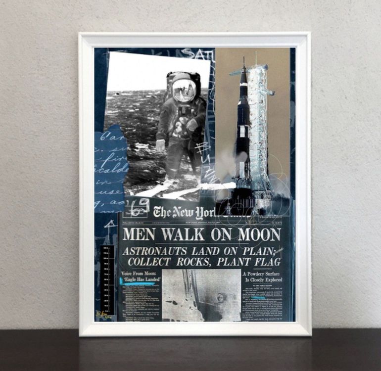 NASA Apollo 11 Pop Art Bild Kunst Rakete (Neu (gemäss Beschreibung)) in ...