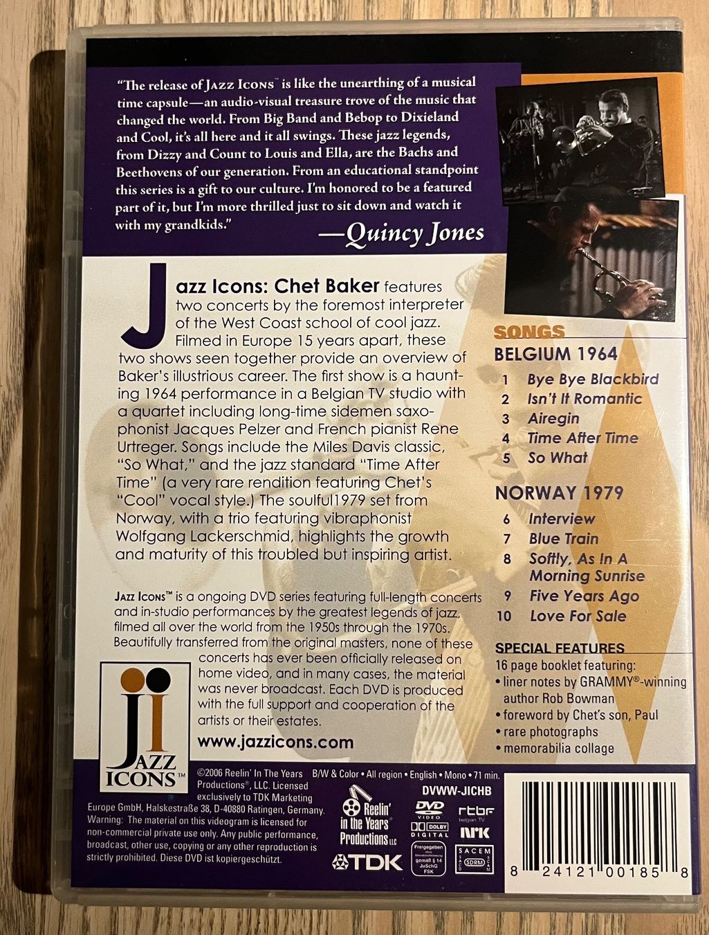 Chet Baker Jazz Icons DVD - Live in '64 & '79 (Gebraucht) in Winkel für ...