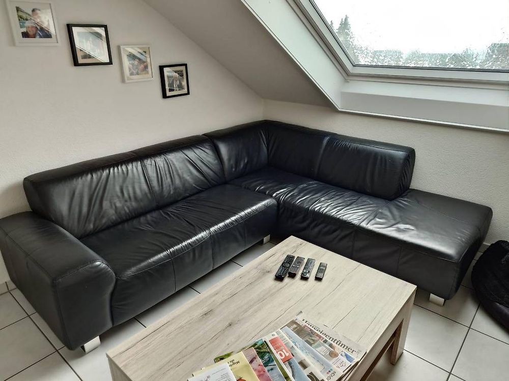 schwarzer Ledersofa | Kaufen auf Ricardo