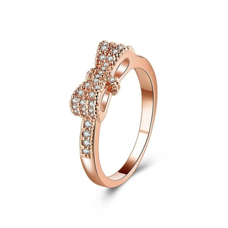 Fingerring mit Strassstein-Schlaufe Rosegold 50 | Kaufen auf Ricardo