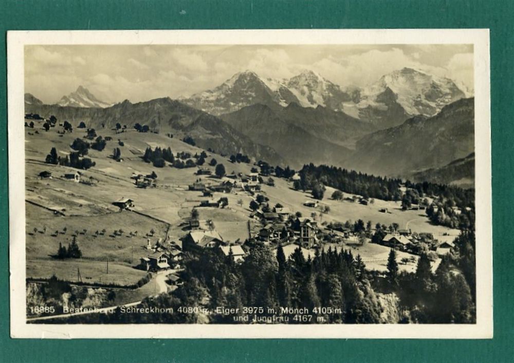 Beatenberg, Schreckhorn, Eiger, Mönch und Jungfrau, 1930 (Gebraucht) in Sargans für CHF 1 – mit ...