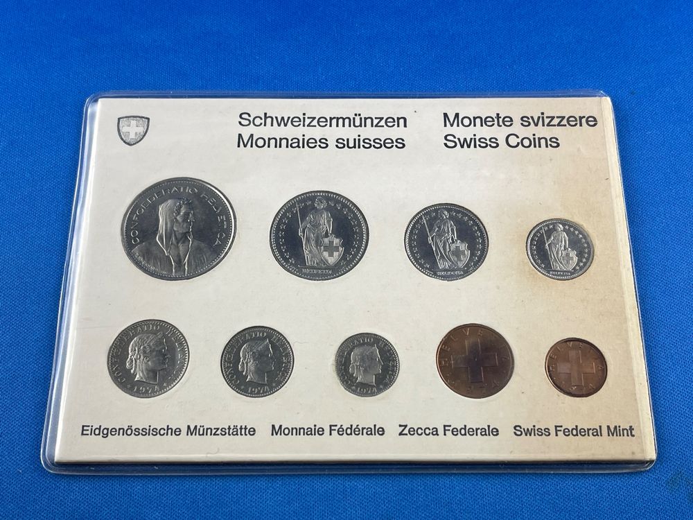 Münzsatz 1974 stgl. der Eidgenössischen Münzstätte (Neu und originalverpackt) in Dättwil AG für ...