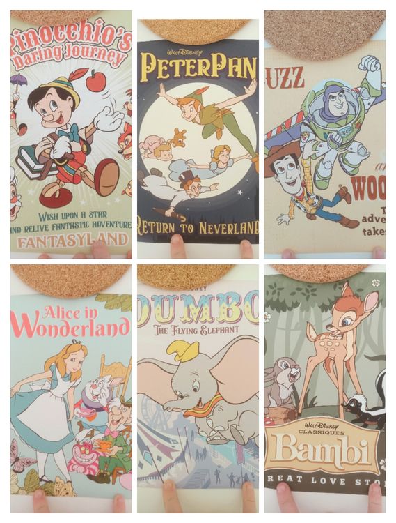 Lot 6 posters Disney Bambi Dumbo Alice Pinocchio (Nuovo (secondo la ...