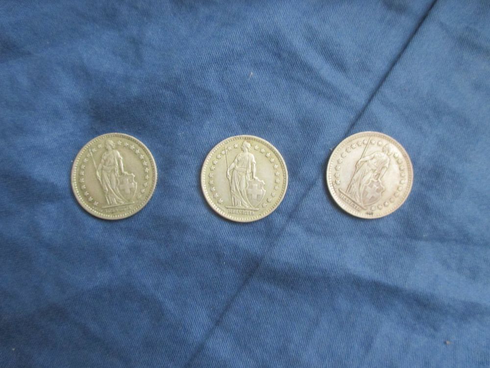 lot de 3 pièces de 1 fr. en argent (1947, 1956 et 1957) | Kaufen auf Ricardo