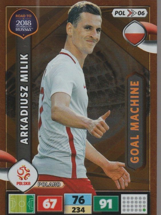 ROAD TO RUSSIA 2018 Adrenalyn Card Goal Machine MILIK Poland (Neu ...