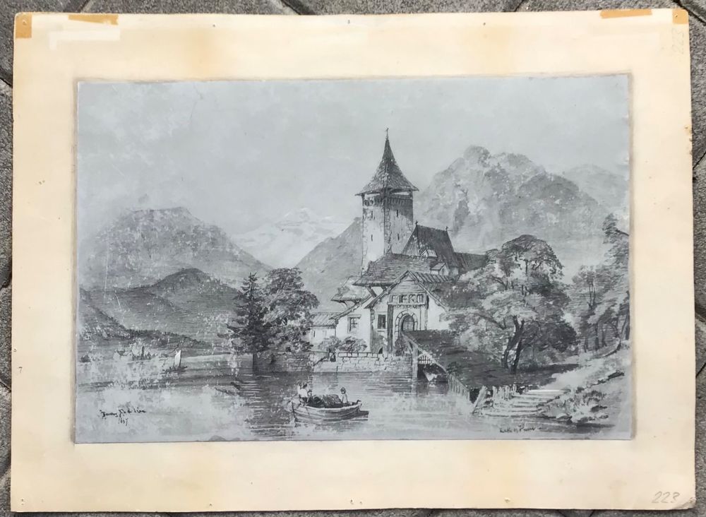 Antike Zeichnung Schloss Ansicht Unleserlich Signiert (Gebraucht) in Root für CHF 5 – mit ...