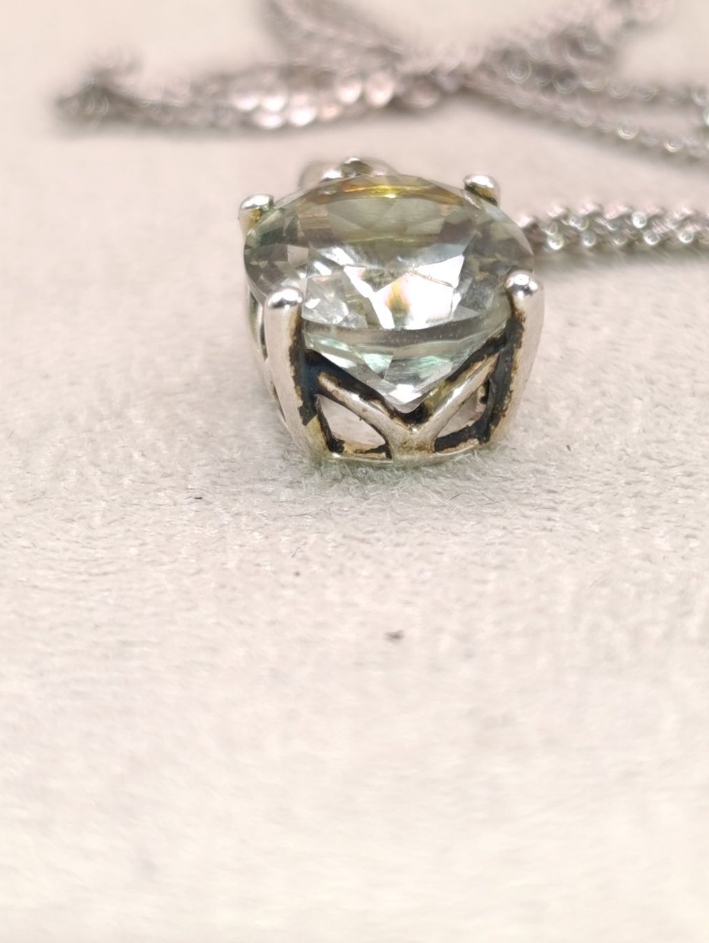 Vintage 925er Silber zarte Anhänger grüne Amethyst Edelstein (Gebraucht ...