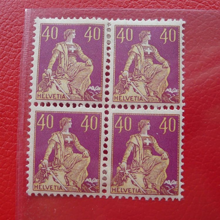 1908: Helvetia mit SCHWERT Nr.112, * Viererblock, SBK: 120.- (Gebraucht) in Sursee für CHF 20 ...