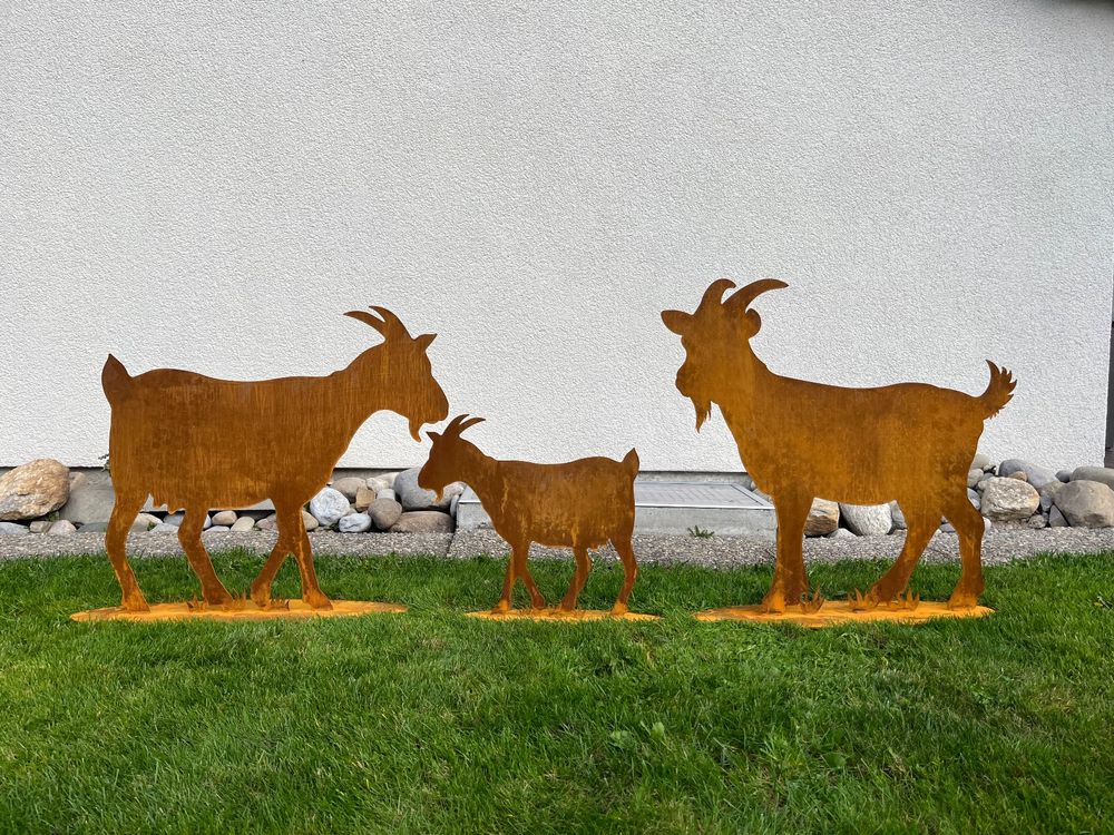 Edelrost Ziege, Rostdeko Geiss, Gartendeko, Ziege aus Blech (Neu ...