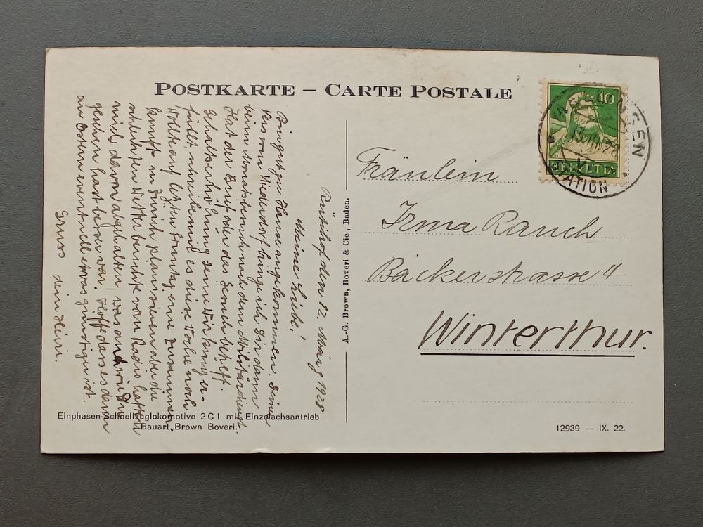 Photo Karte / Einphasen Lokomotive 2C1 Brown Boveri von 1928 (Gebraucht ...