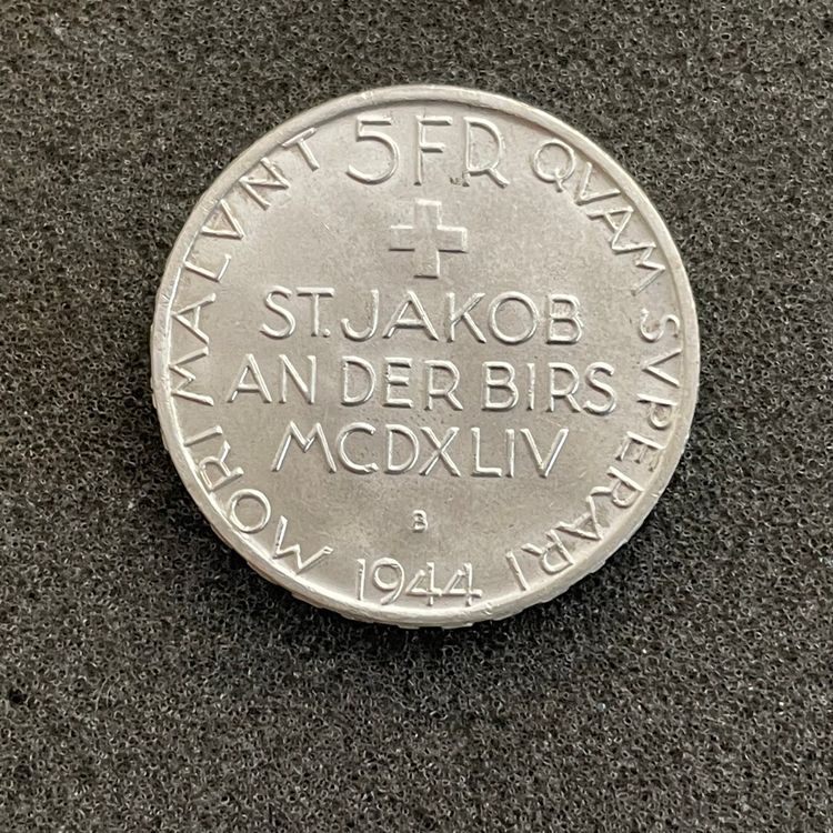 5 Franken Silber 1944 St. Jakob -unc (Gebraucht) in Reitnau für CHF 12 – mit Lieferung auf ...