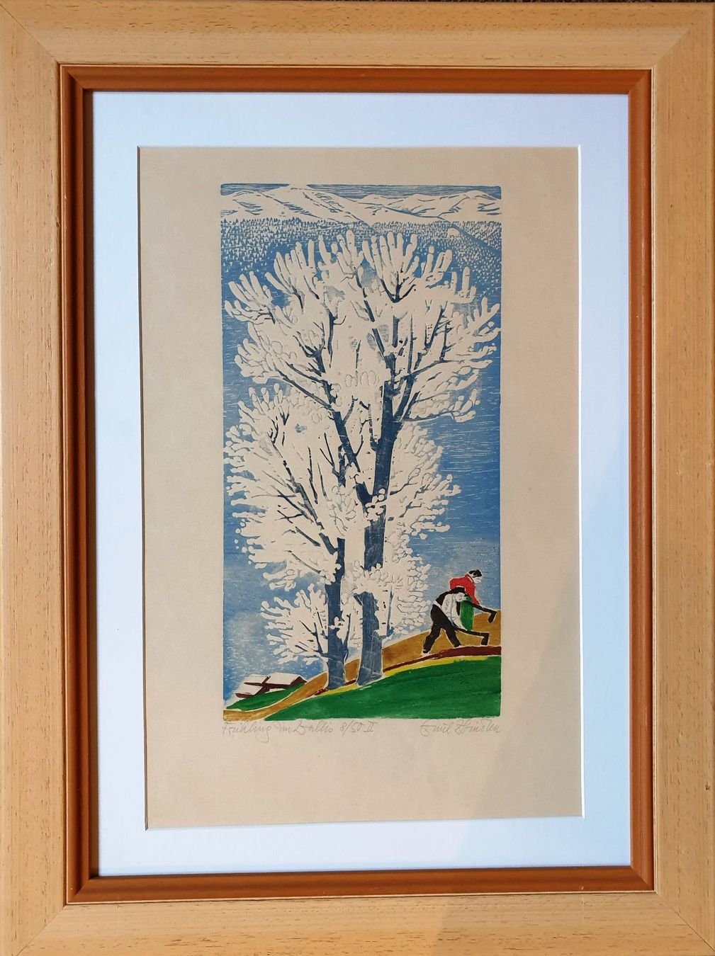 Emil Zbinden Original Holzschnitt „Frühling im Wallis“ 1955 (Gebraucht ...