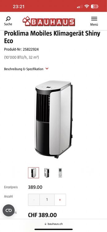 Proklima Mobiles Klimagerät (Gebraucht) in Basel für CHF 1 – nur ...