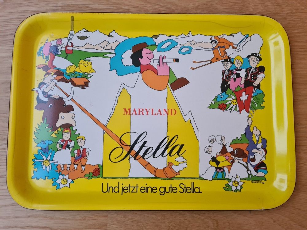 Vintage Serviertablett Swiss Pop Art 70er Stella Zigarette Kaufen