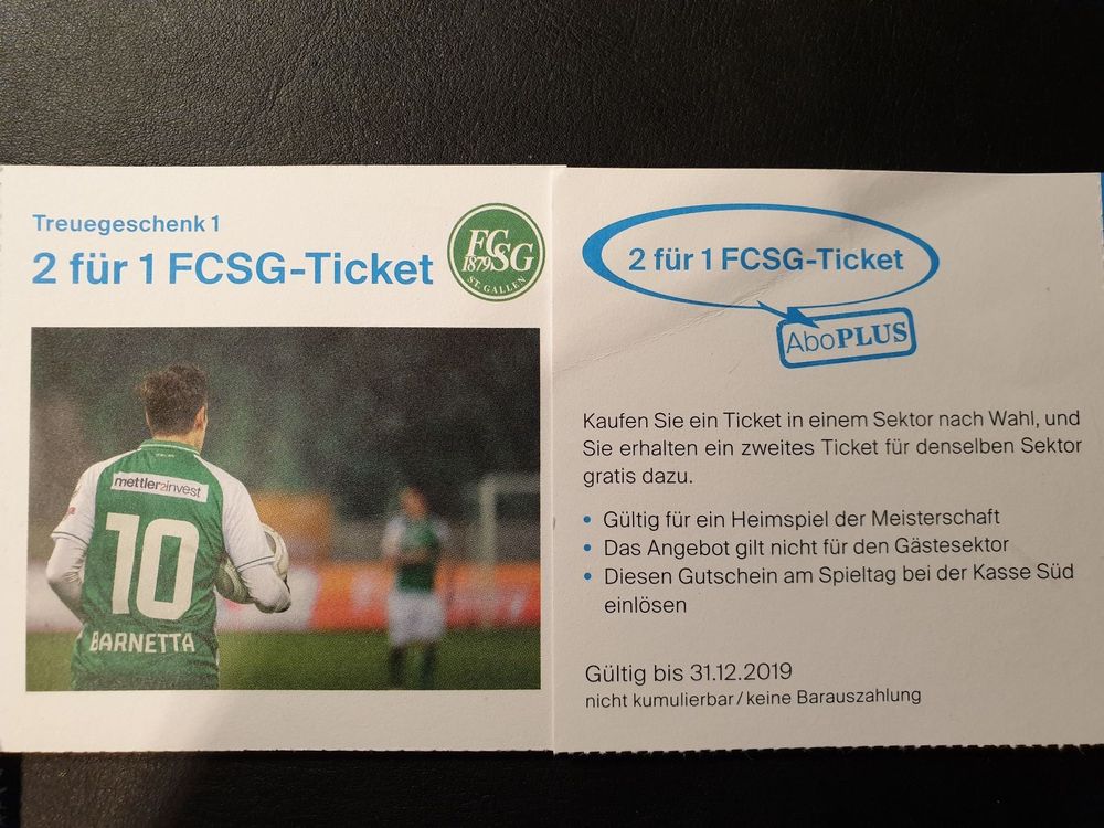 2 für 1 FC St.Gallen Ticket | Kaufen auf Ricardo