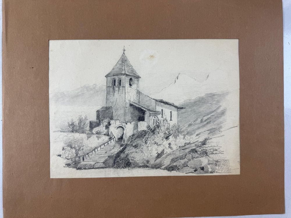 Sehr Alte Bleistiftzeichnung Kirche Berglandschaft (Gebraucht) in Neuhausen am Rheinfall für CHF ...