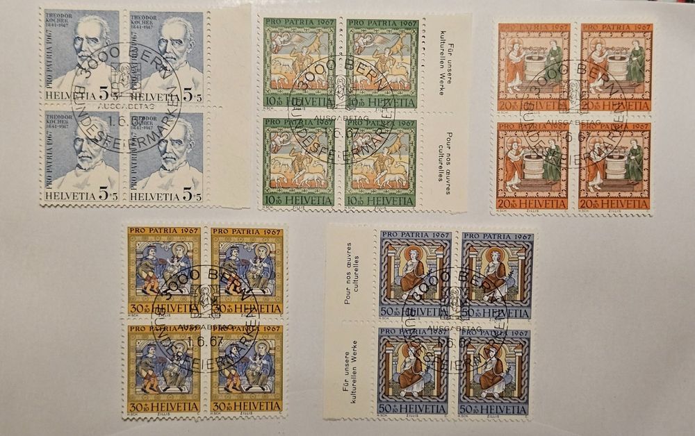 Pro Patria 1967 Satz 4er Block Ausgabetag Bern Vollstempelt (Gebraucht) in Derendingen für CHF 4 ...