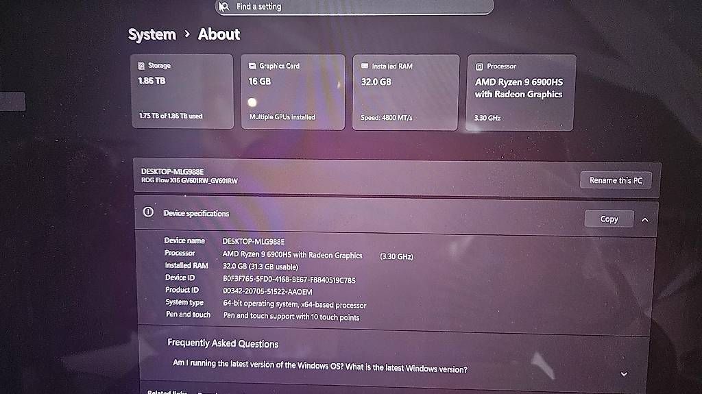 ASUS ROG Flow X16 - 3070 TI, R9, 32GB, 2TB (Gebraucht) in Zürich für ...