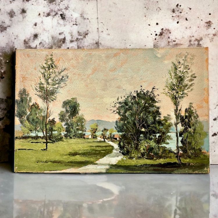 Ancienne peinture huile sur carton signée H.W. Lac Neuchâtel (Gebraucht) in Morges für CHF 30 ...