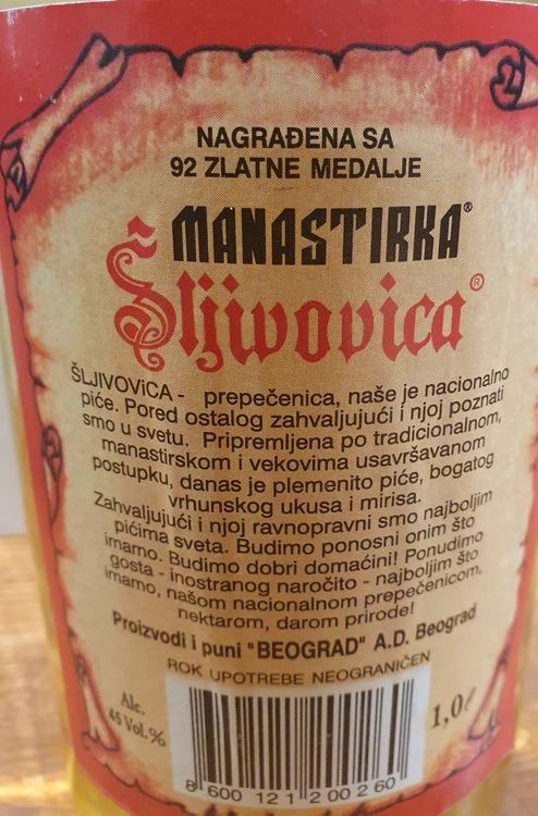 MANASTIRKA SLIVOVITZ PFLAUMENSCHNAPS (Gebraucht) in Benken SG für CHF ...