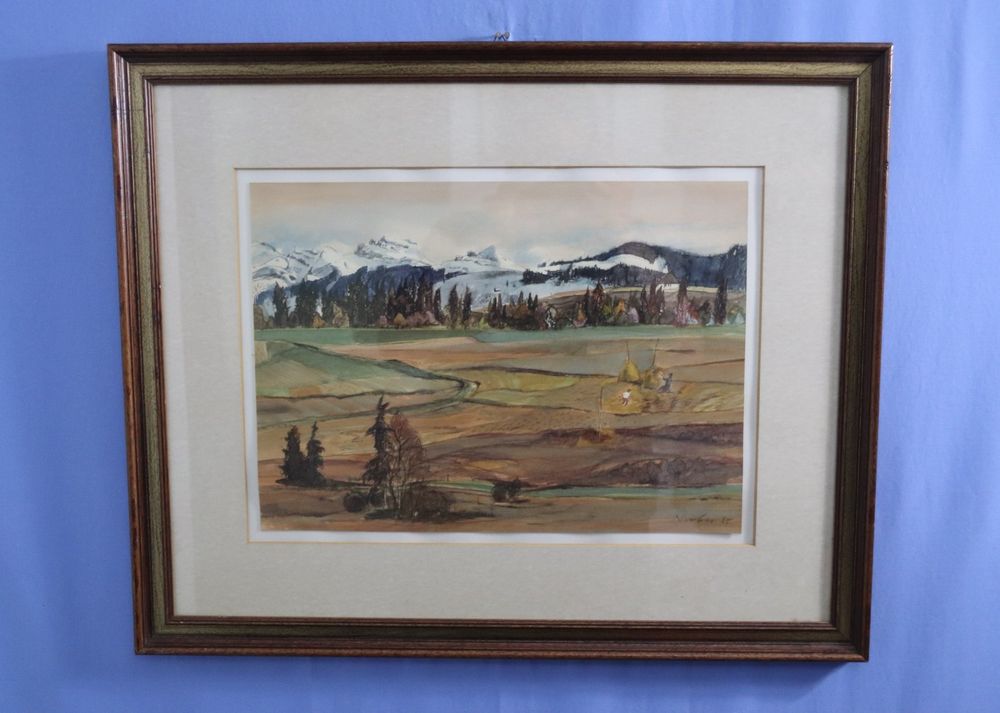 Marcel Nuber 1923-2021, Aquarell, Landschaft datiert 1985 | Kaufen auf Ricardo