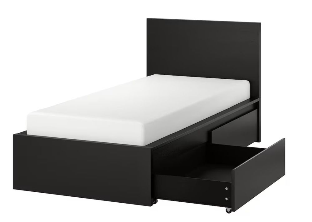 IKEA Malm Bett schwarz 90/200 mit Schubkästen ohne Matratze (Gebraucht) in Zurich für CHF 20 ...