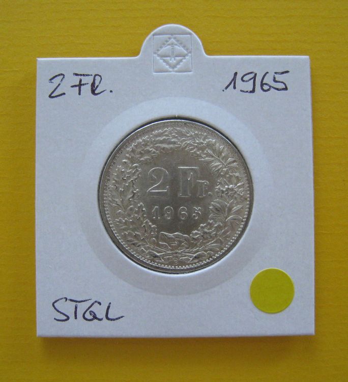2 Franken 1965, stempelglanz ( Silber / gelbe Markierung ) (Neu (gemäss Beschreibung)) in ...
