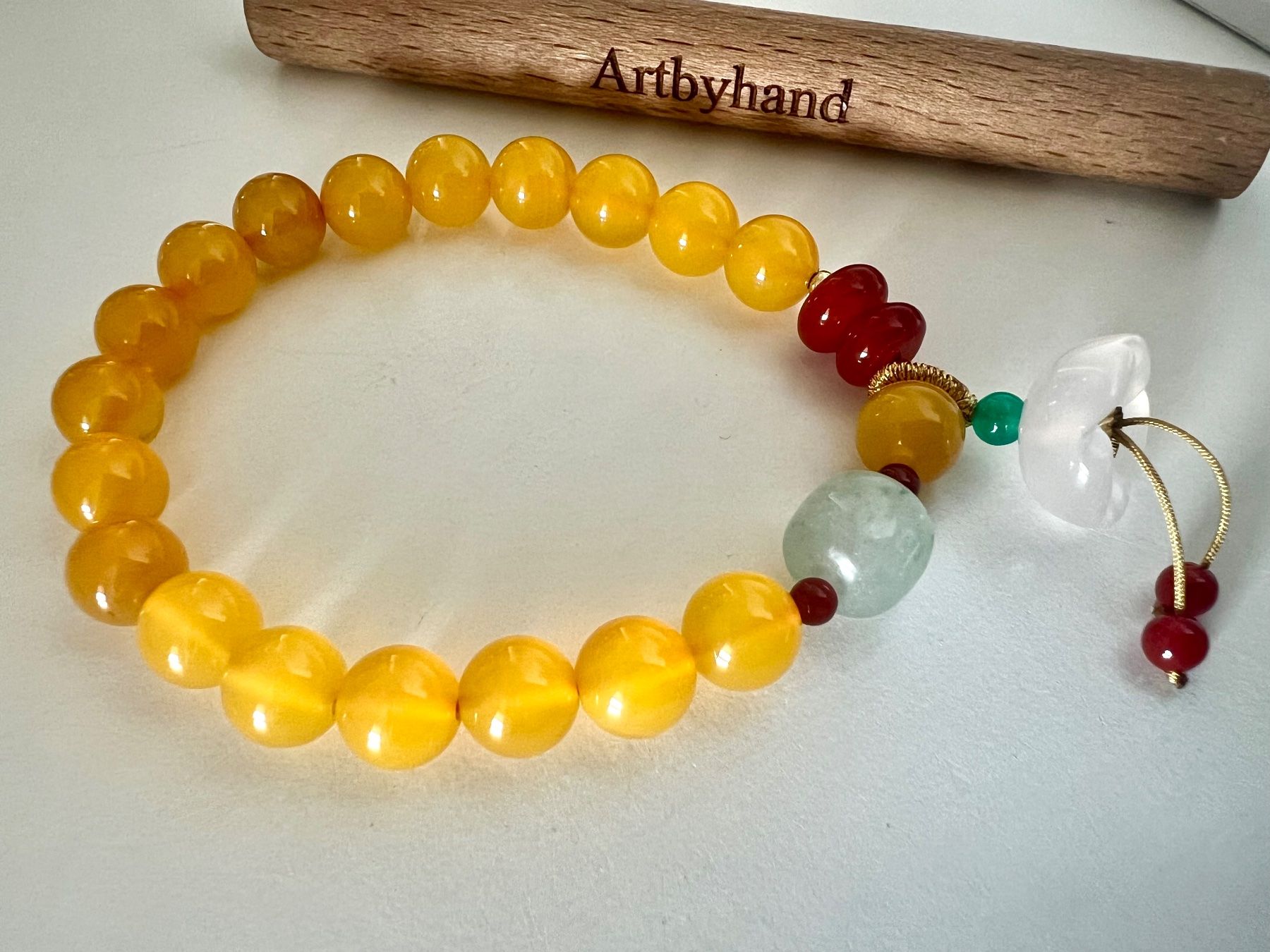 FENG SHUI ACHAT ARMBAND MIT CHINESISCH. HULU GLÜCKS-ANHÄNGER (Neu ...