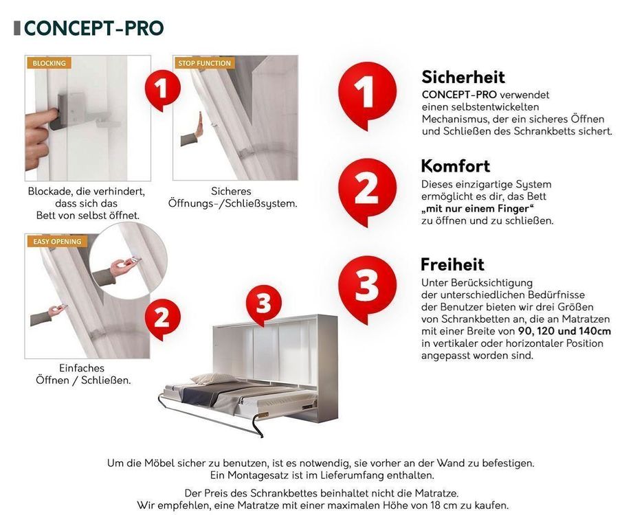 Schrankbett Wandklappbett Bett 140x200 Vertical WEISS (Neu und originalverpackt) in Wallenwil ...